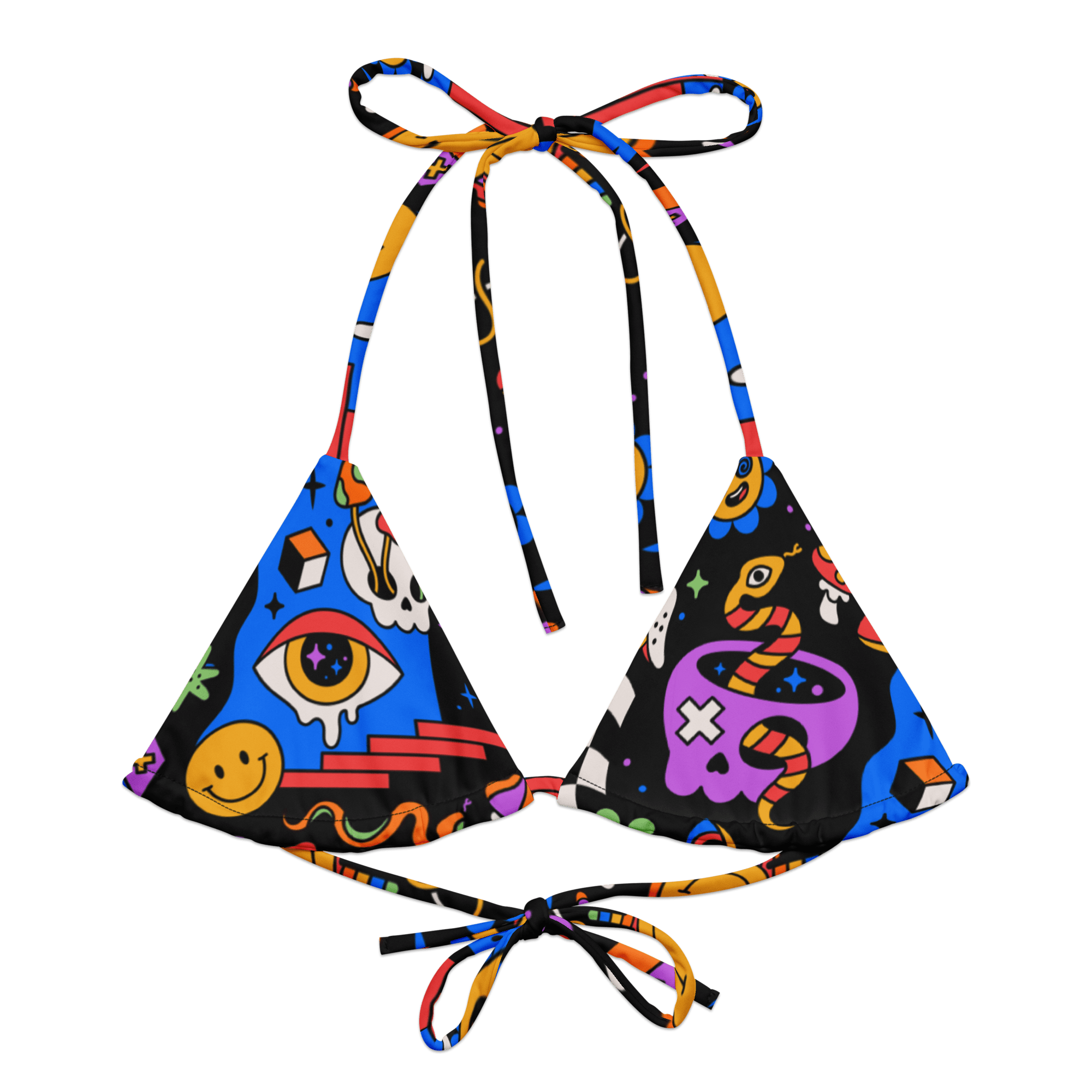 Acid Dreams String Bikini Top | Trippy Cartoon Swimwear
