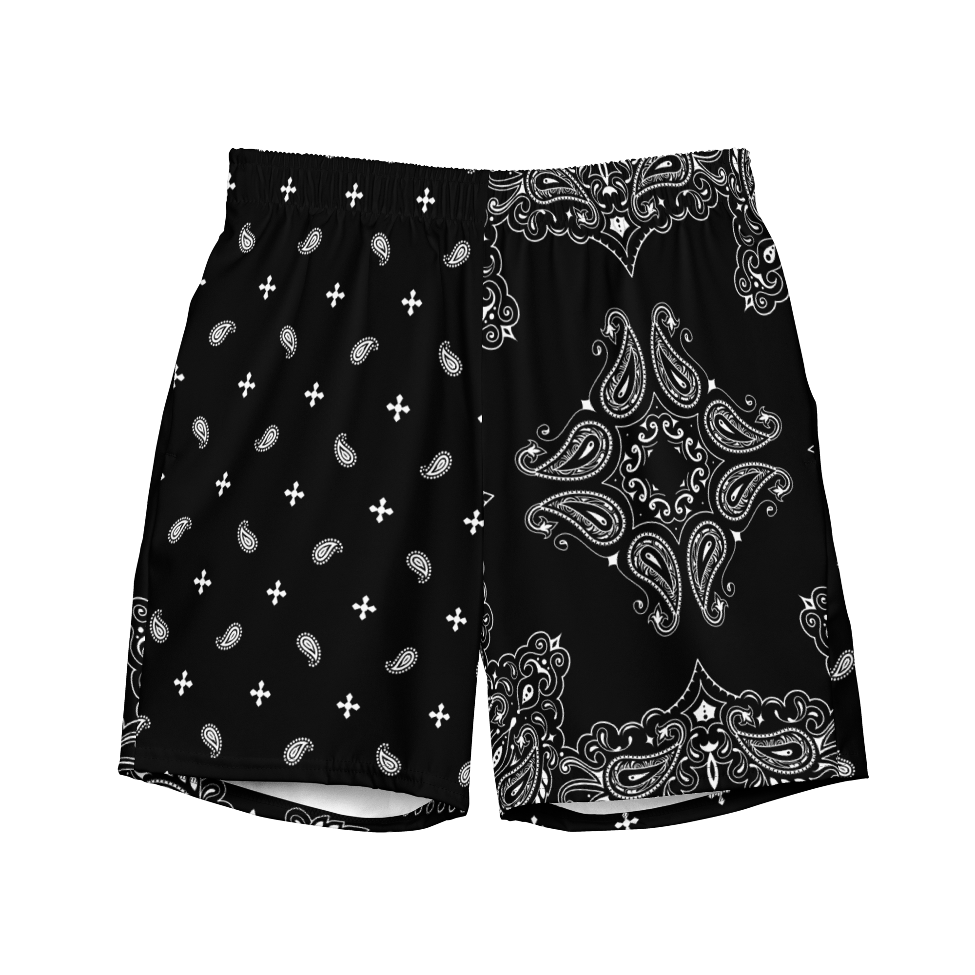 Black Bandana Men’s Lined Swim Trunks | Goth Cloth Co.