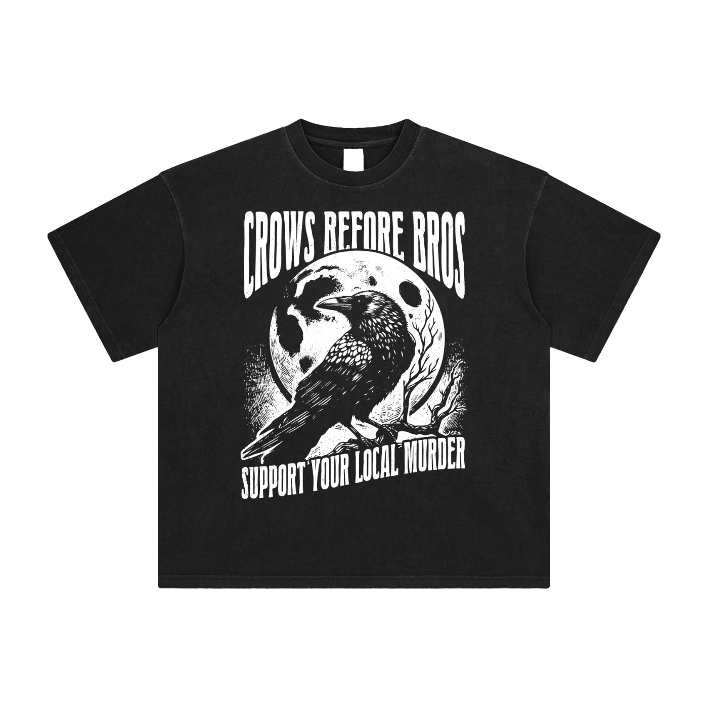 Crows Before Bros – Enzyme Washed Unisex T-Shirt | Gothic Crow Tee