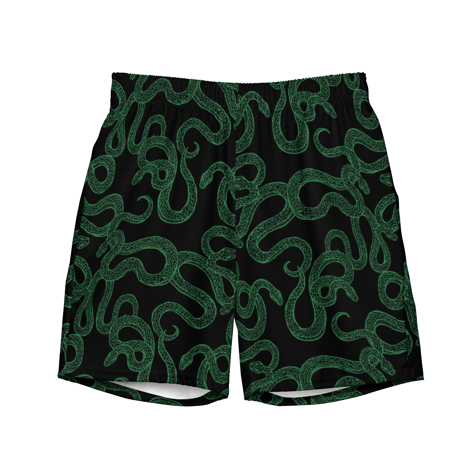 Cursed Coils Snake Print Men's Swim Trunks | Goth Cloth Co.