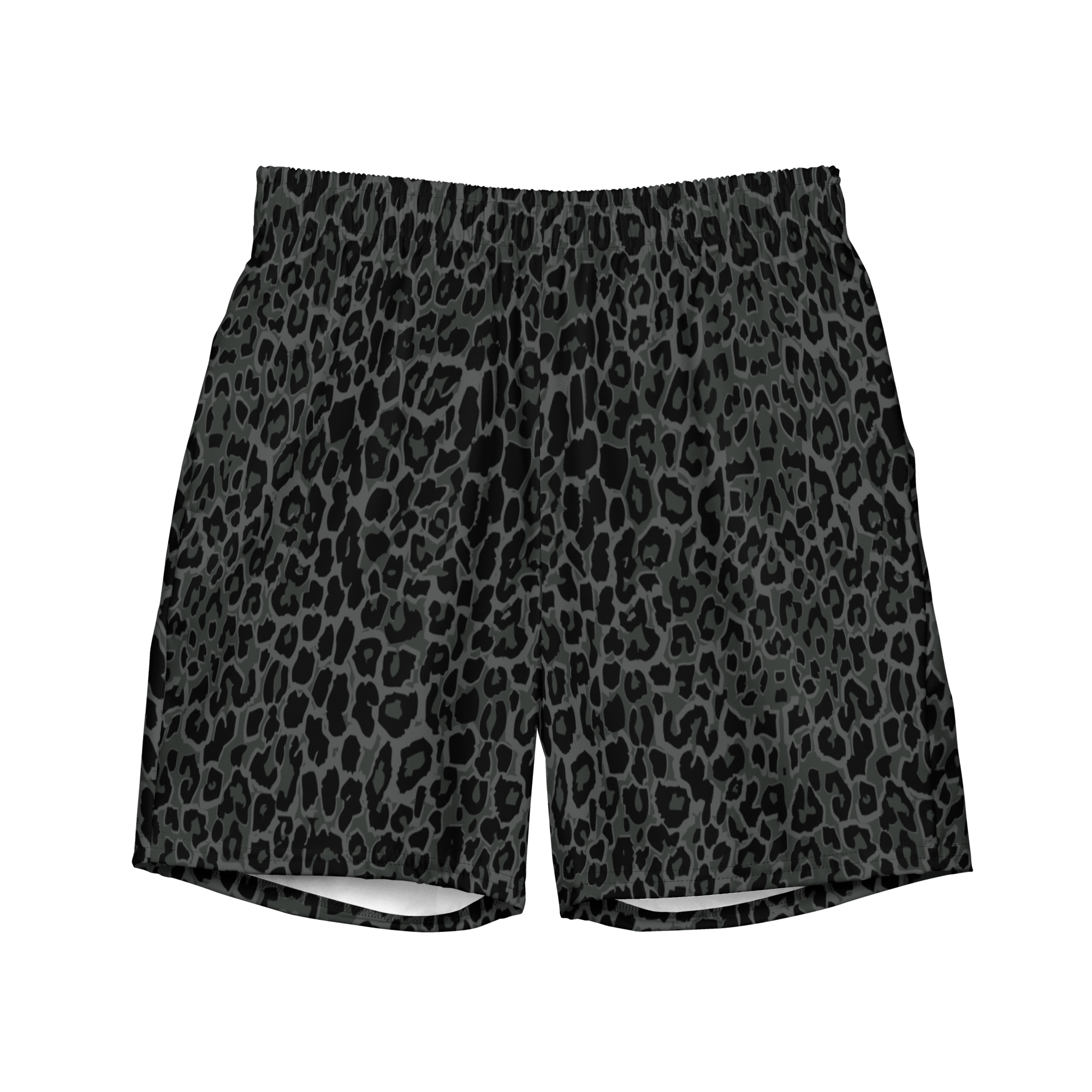 Goth Kitty Men's Black Leopard Swim Trunks | Goth Cloth Co.
