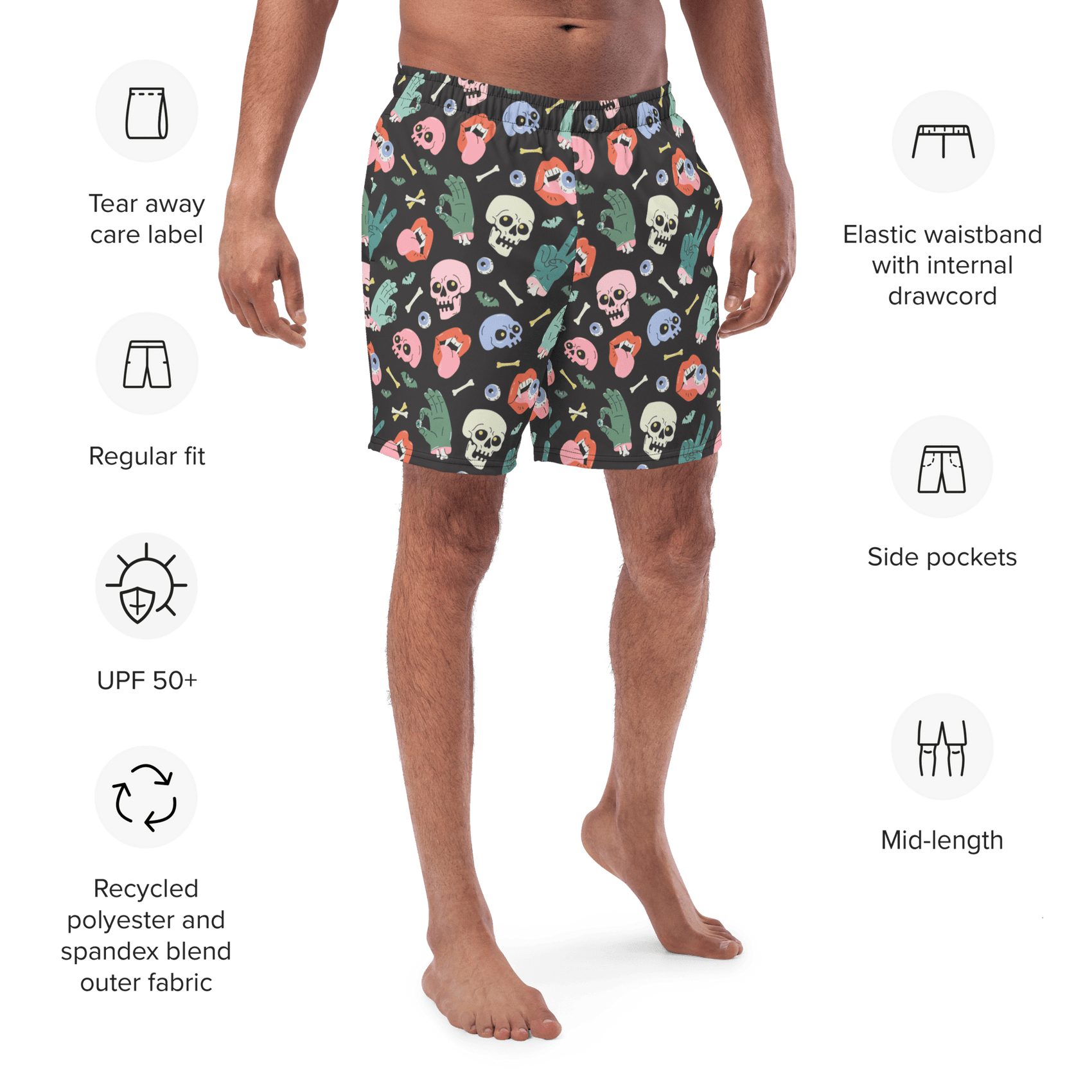 Graveyard Smash Men's Swim Trunks | Goth Cloth Co.