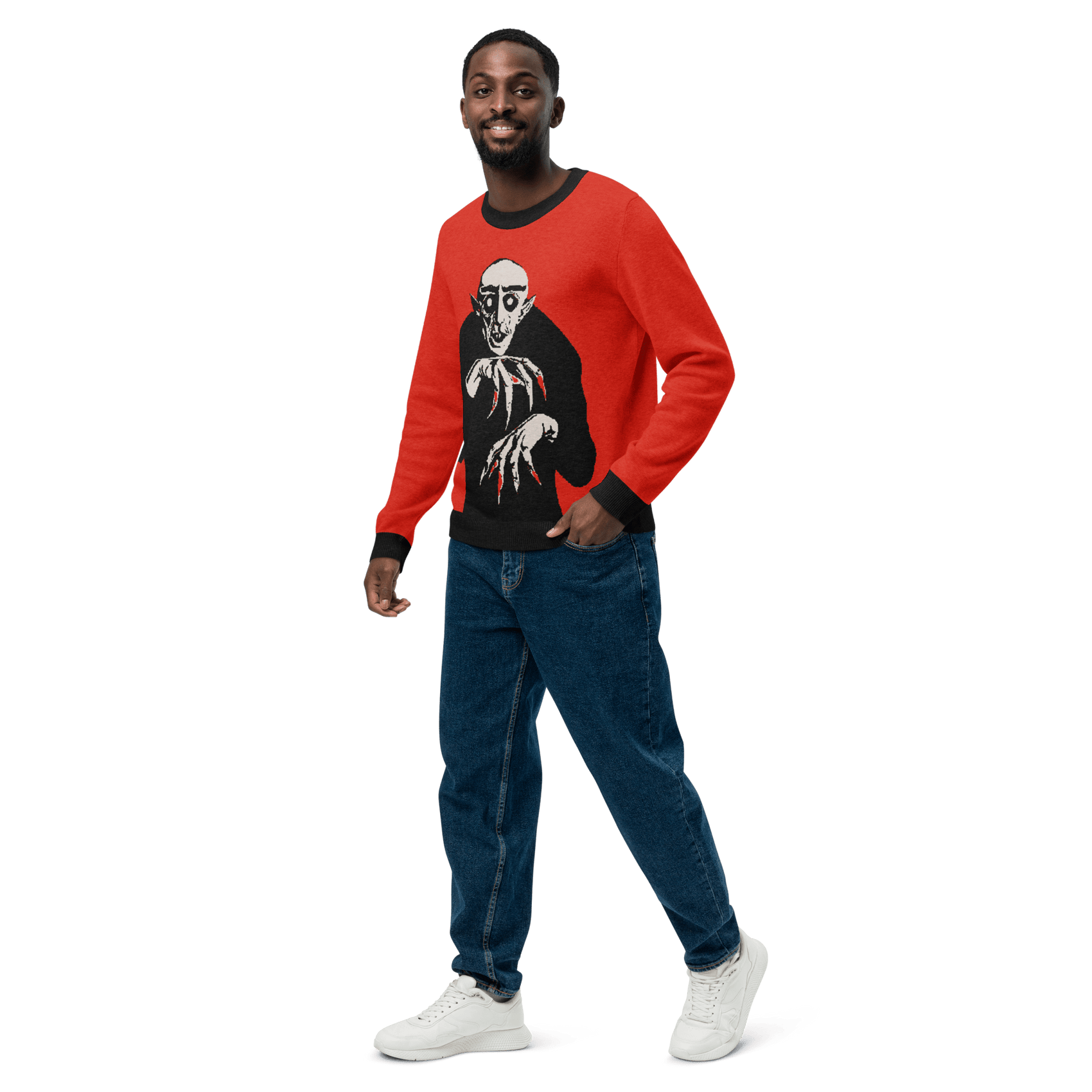 Nosferatu Knit Sweater | Red Gothic Horror Pullover