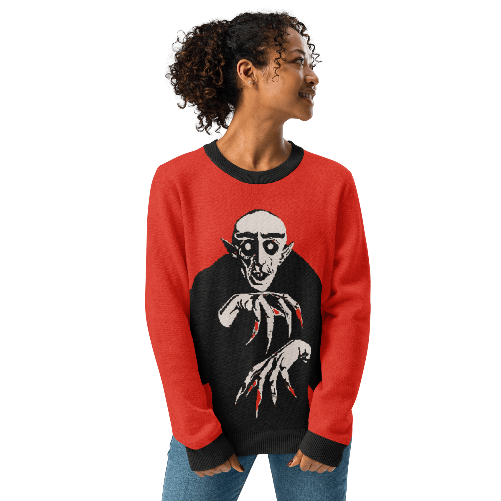 Nosferatu Knit Sweater | Red Gothic Horror Pullover
