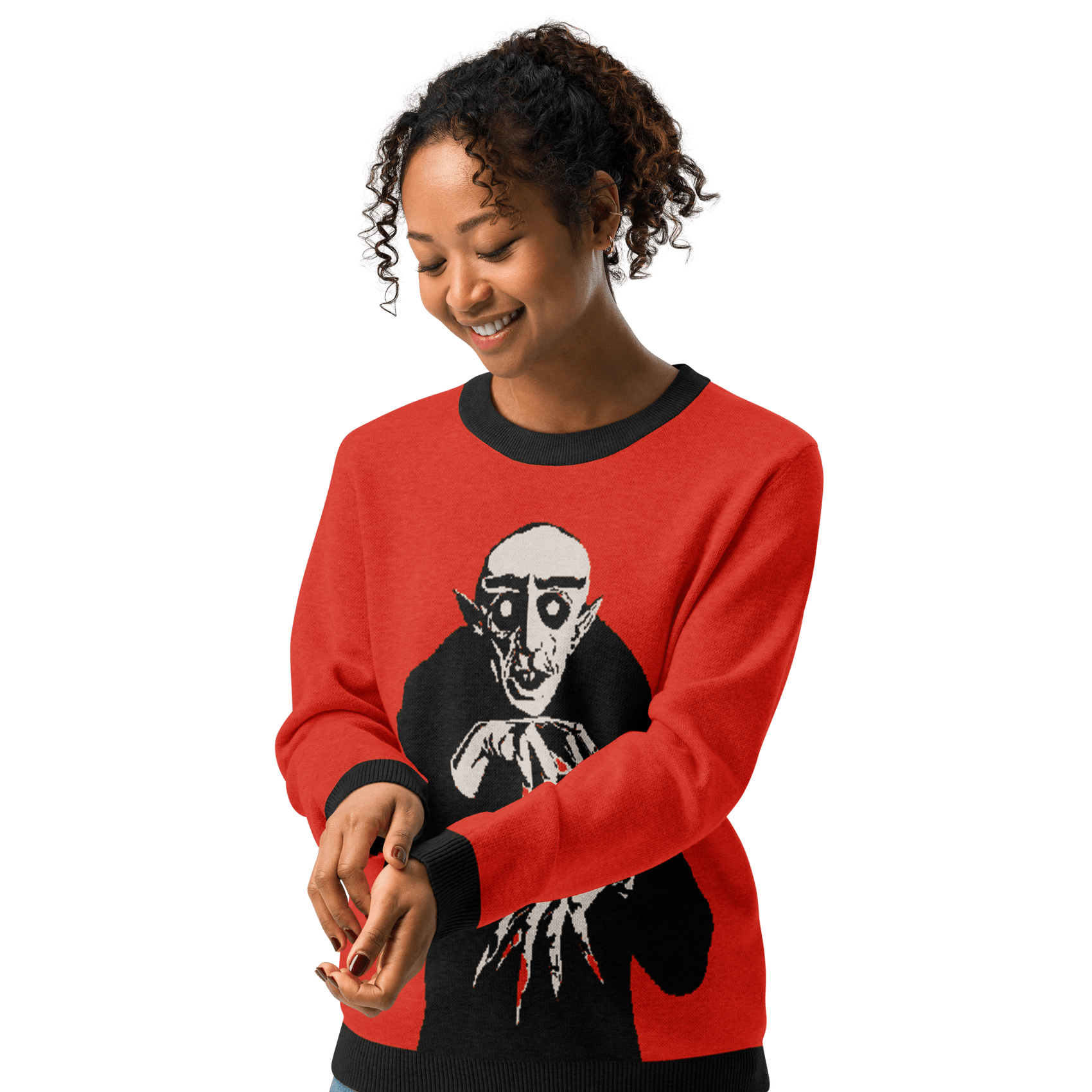 Nosferatu Knit Sweater | Red Gothic Horror Pullover