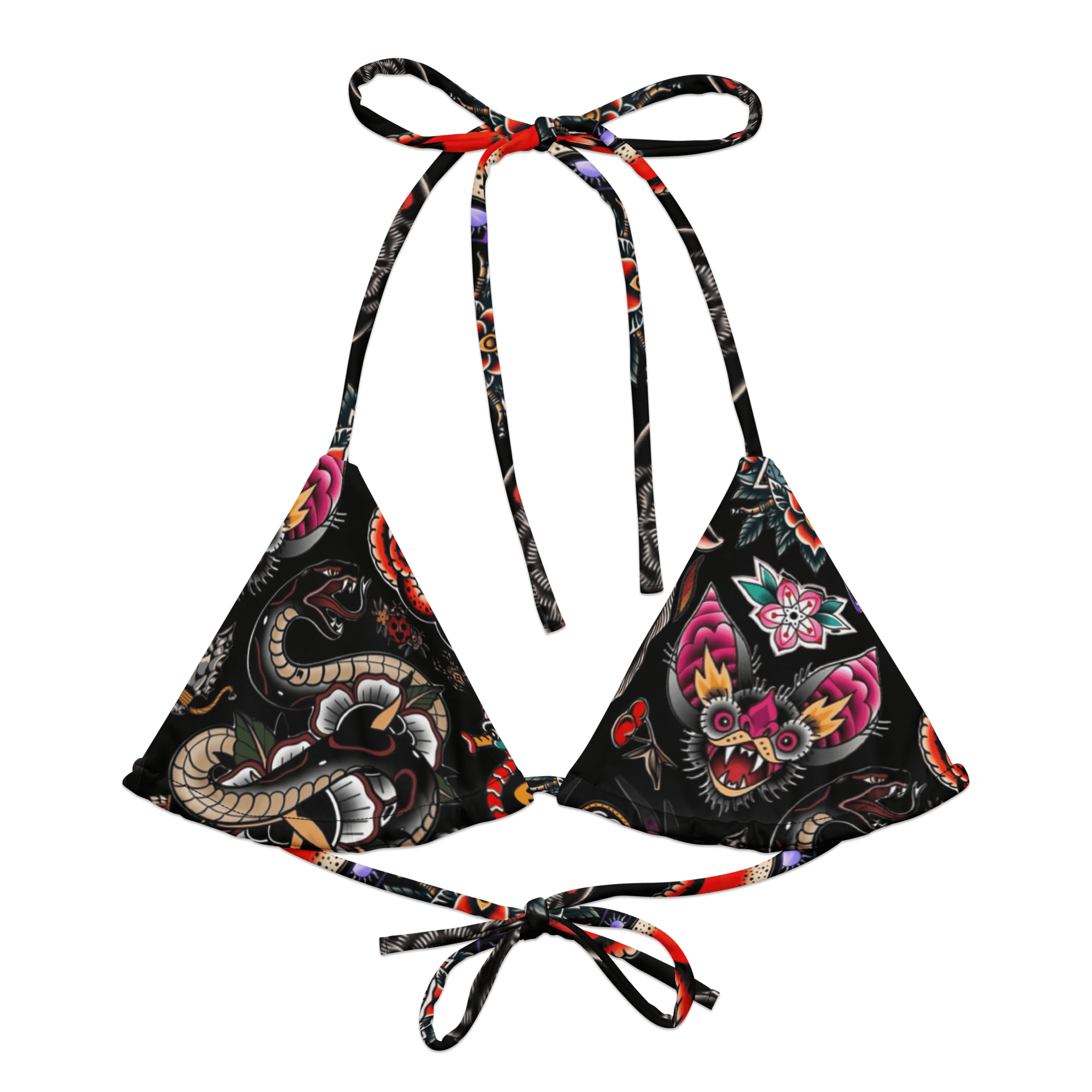 Phantom Flash Tattoo String Bikini Top | Goth Cloth Co.