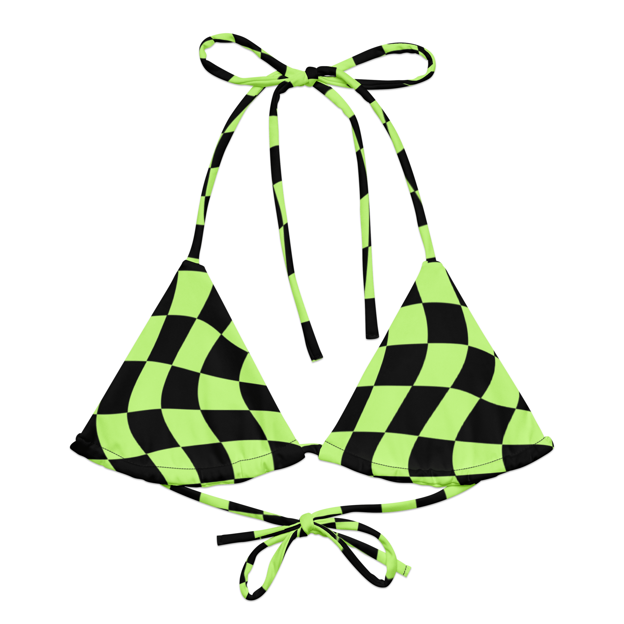 Toxic Tiles Checkered String Bikini Top | Goth Cloth Co.