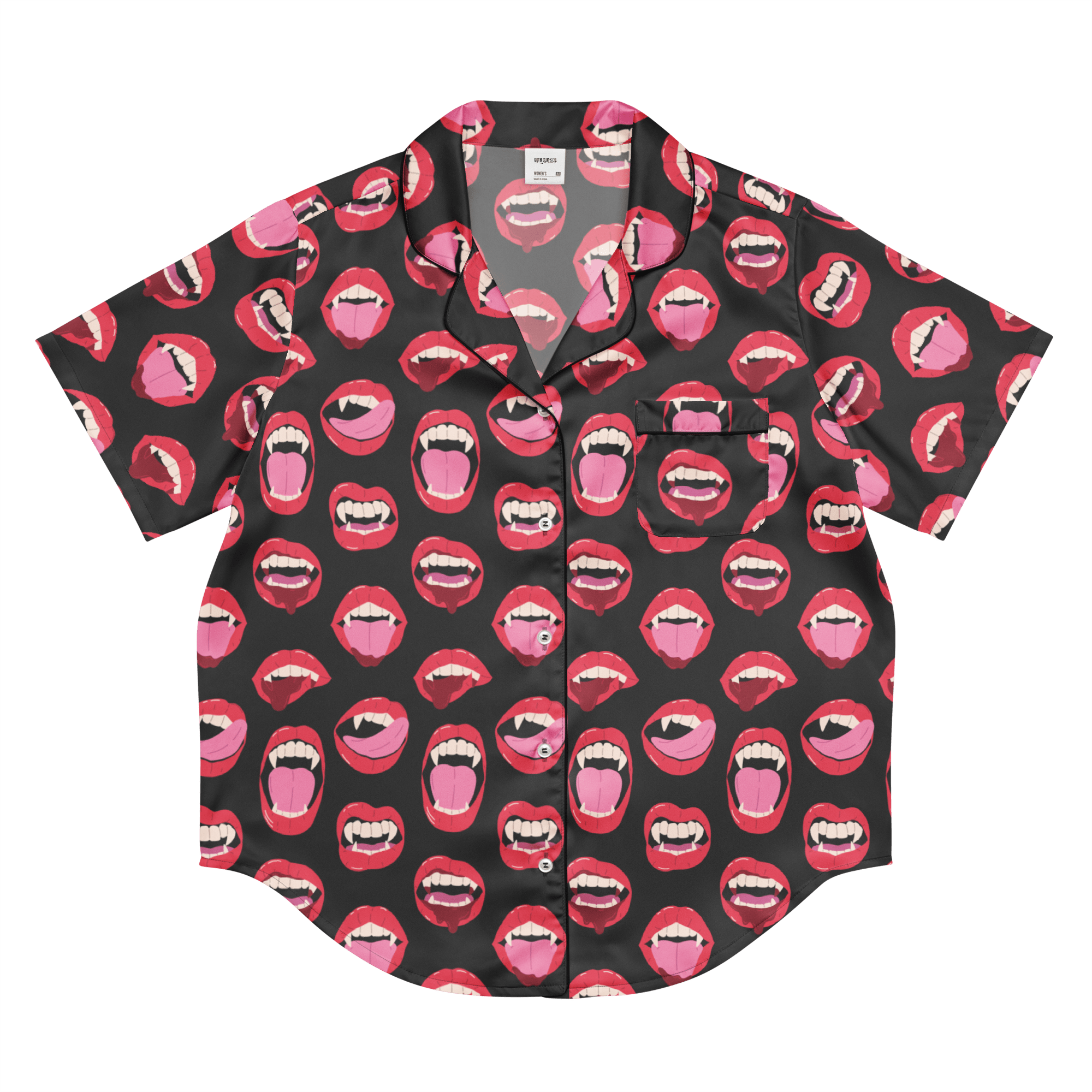 Vampire Kiss Silky Pajama Top | Gothic Sleepwear