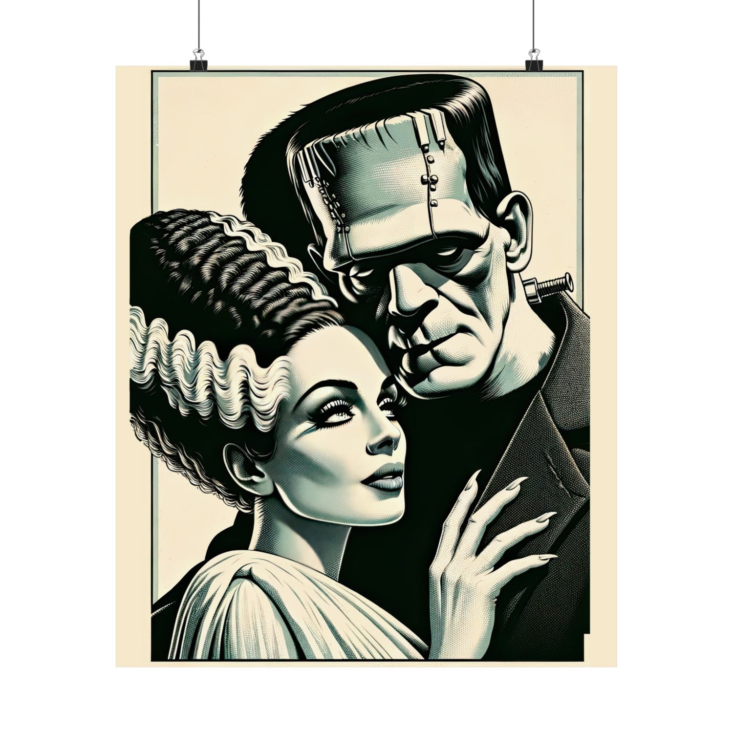 Vintage Horror Frankenstein & Bride Framed Poster | Goth Cloth