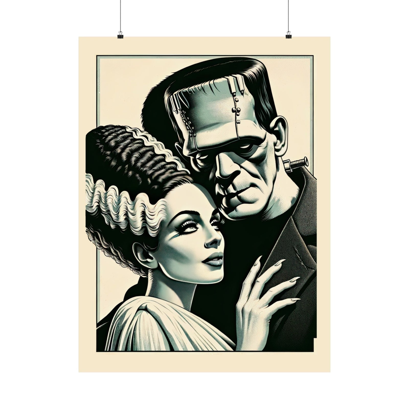Vintage Horror Frankenstein & Bride Framed Poster | Goth Cloth