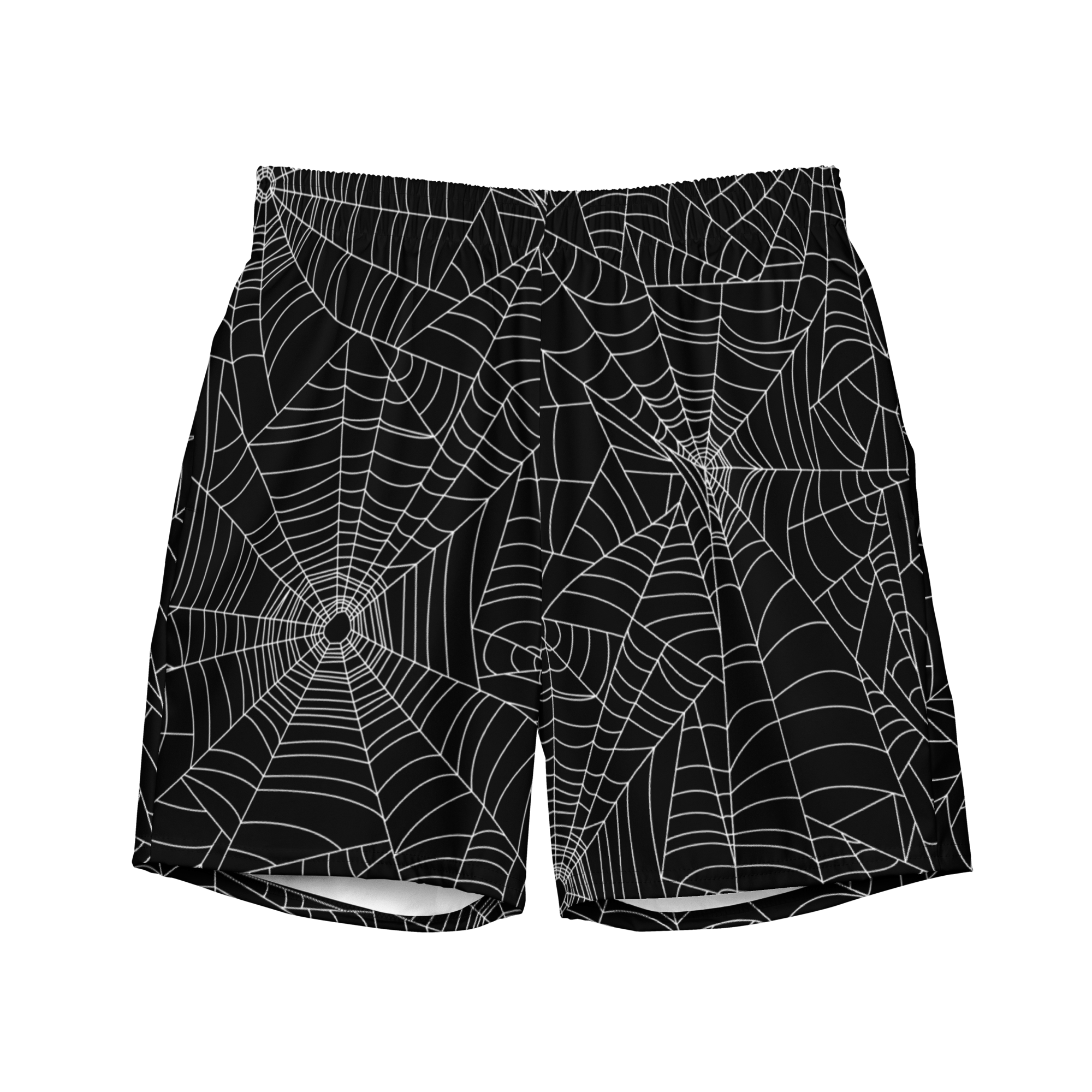 Gothic Spider Web Print Men's Swim Trunks | Goth Cloth Co.