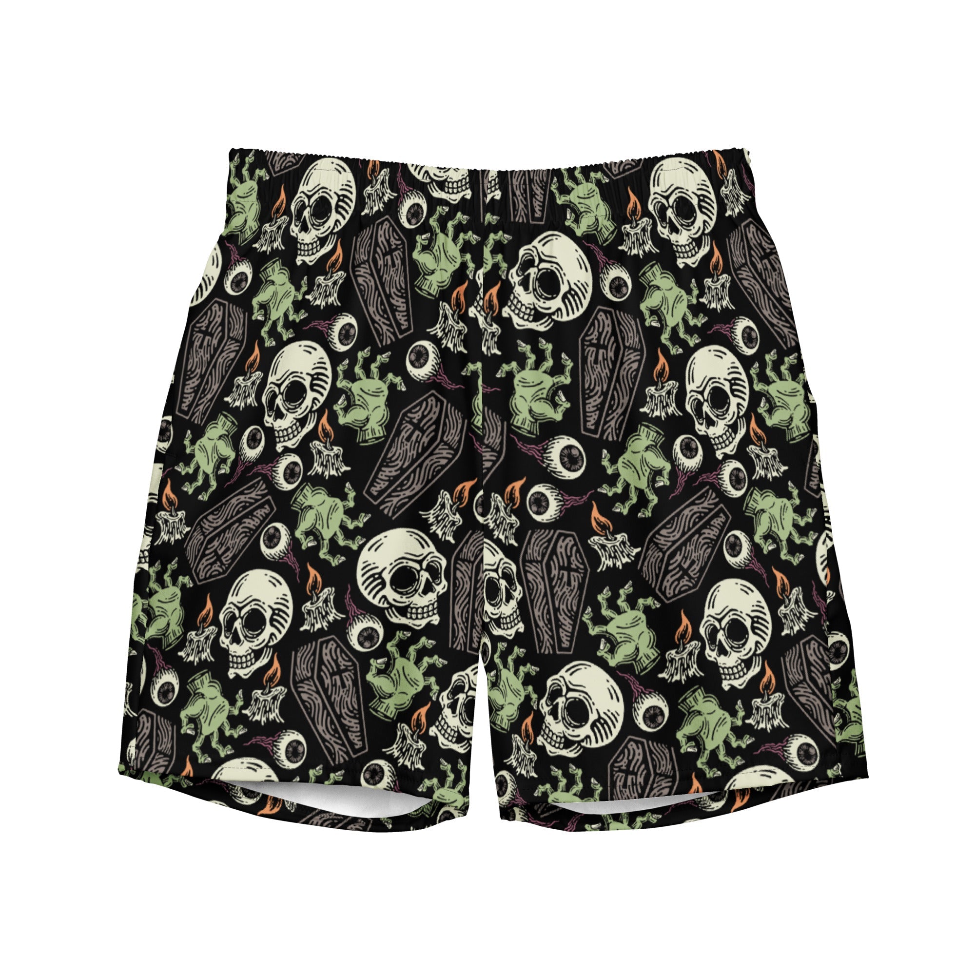 Gothic Zombie Pattern Swim Trunks | Goth Cloth Co.